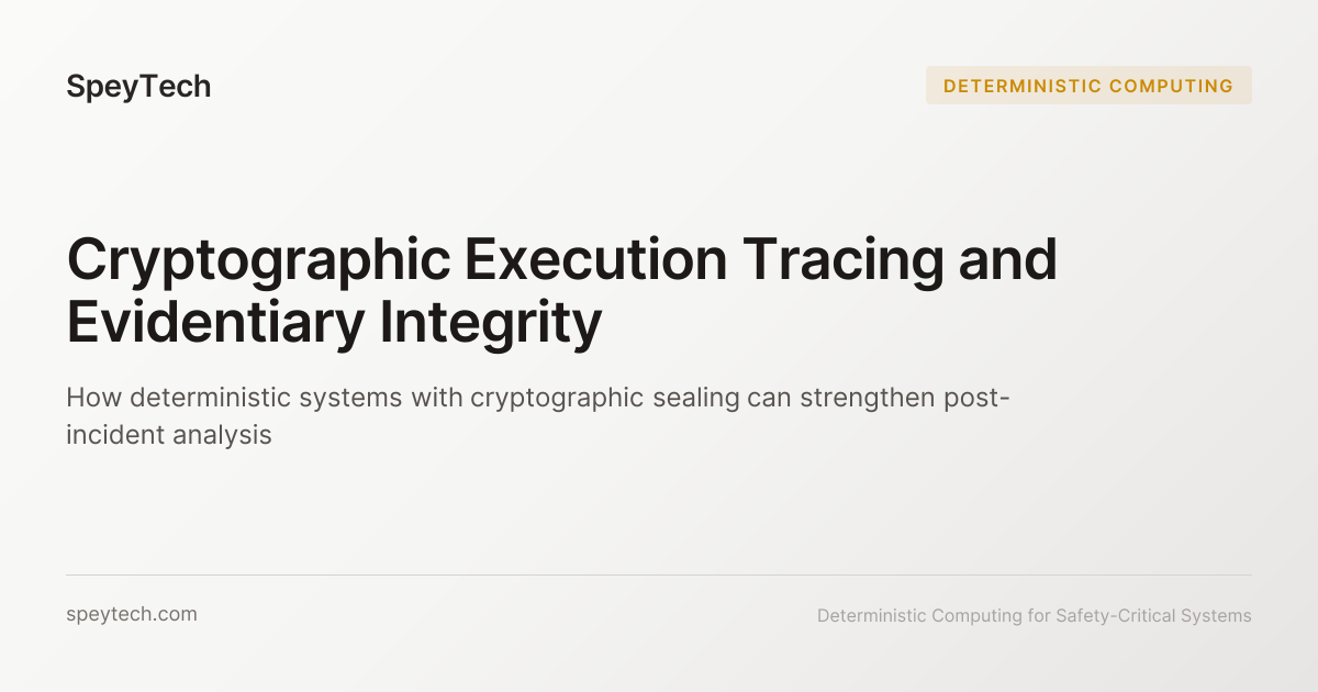Cryptographic Execution Tracing and Evidentiary Integrity | SpeyTech